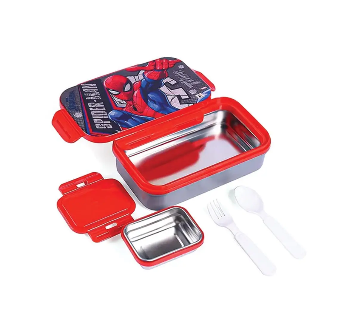 Buy Striders Spider-Man Lunch Box Insulated Compartments with Spoon, 4Y ...