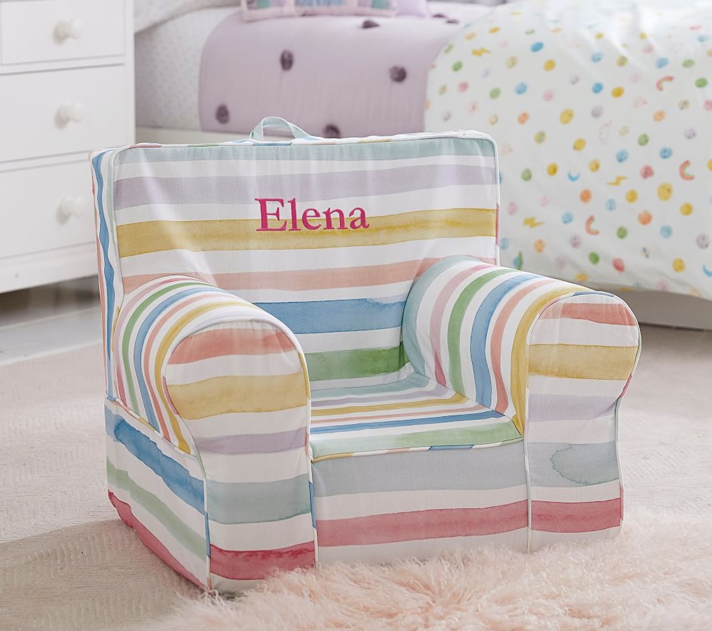 Rainbow Stripe Twill Anywhere Chair
