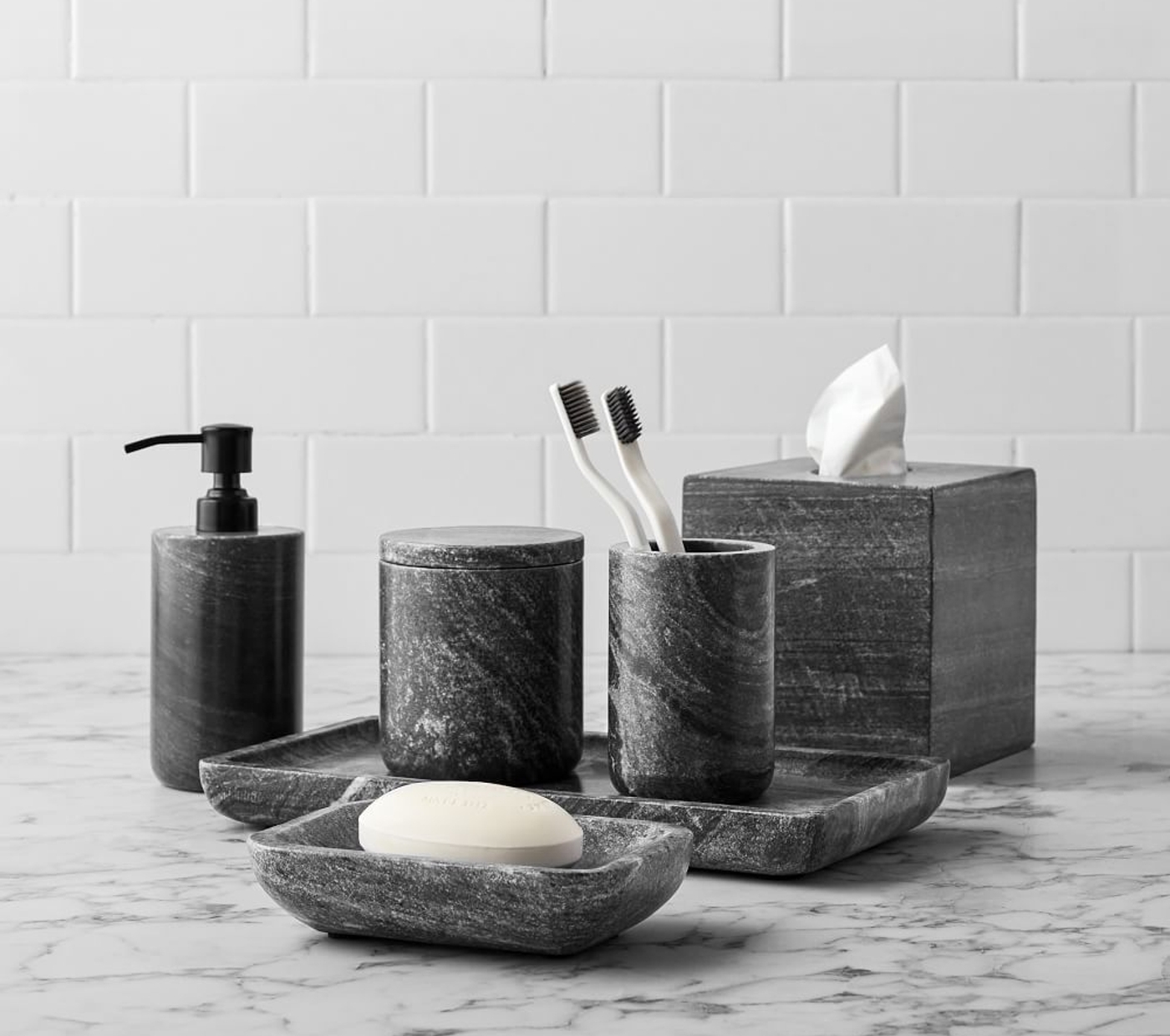 Black Handcrafted Marble Bathroom Accessories