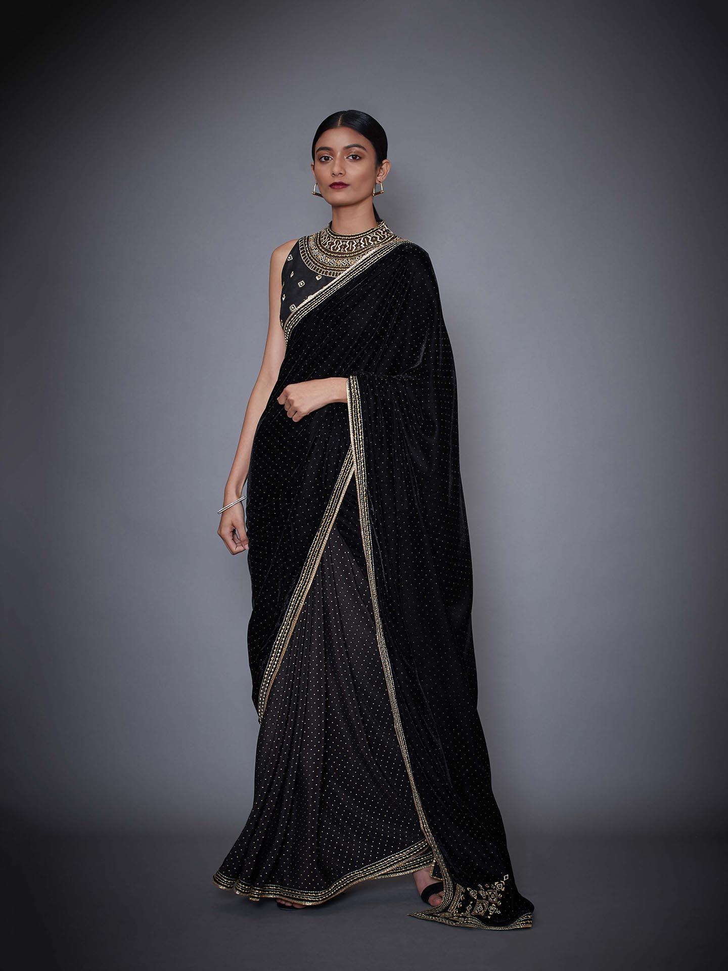 Black Velvet Blouse Designs For Saree