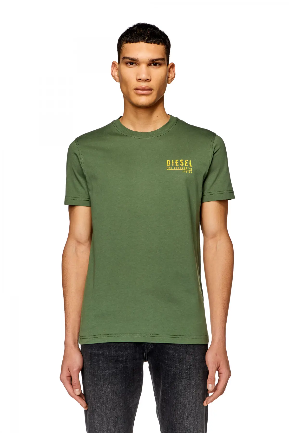 T shirt with mottled logo print