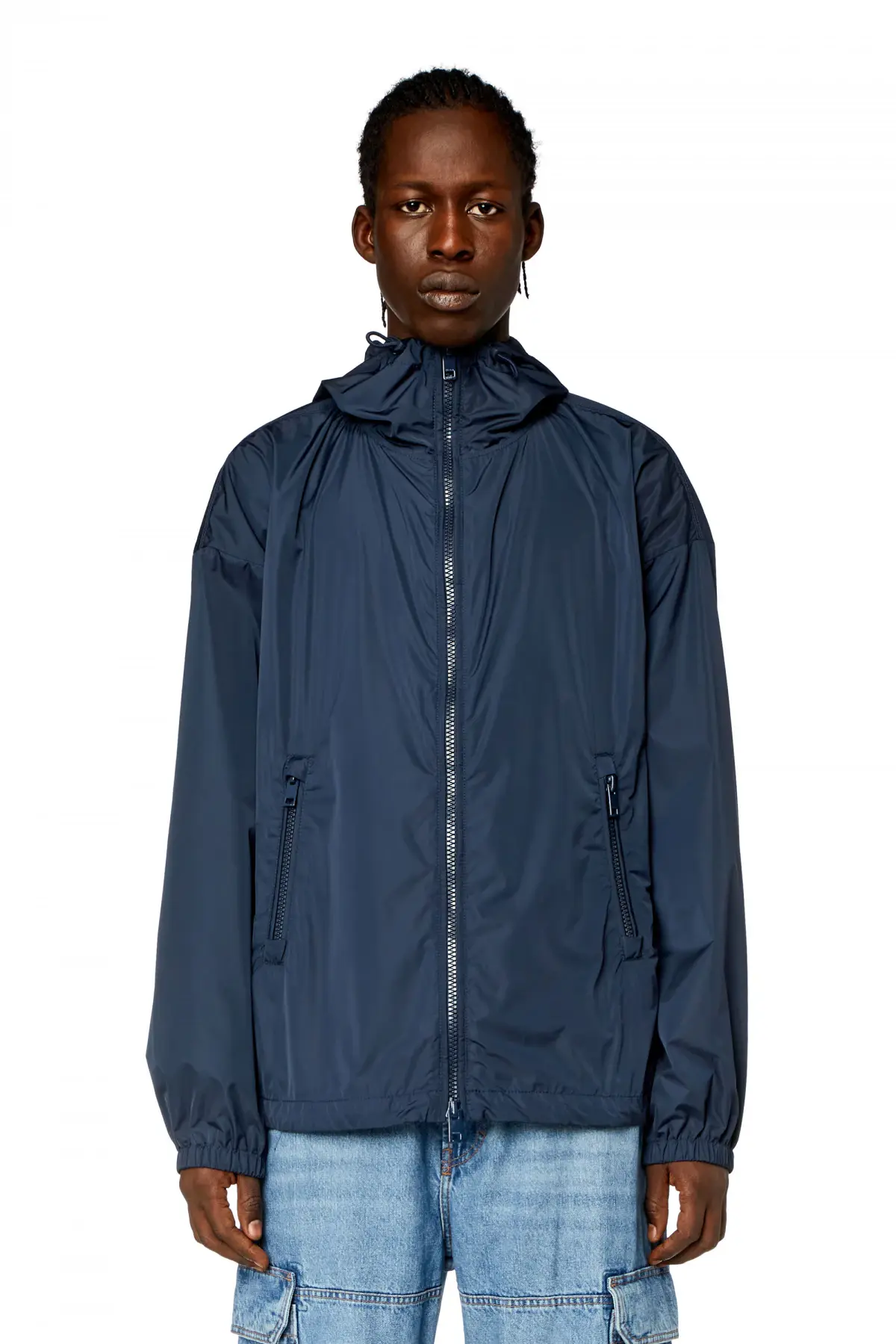 Windbreaker with shiny Oval D print