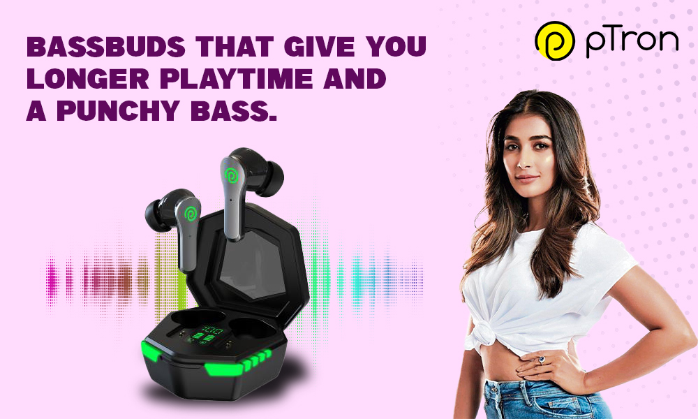 Buy pTron Bassbuds Rush TWS with ENC, 35Hrs Playtime, 40ms Low Latency ...