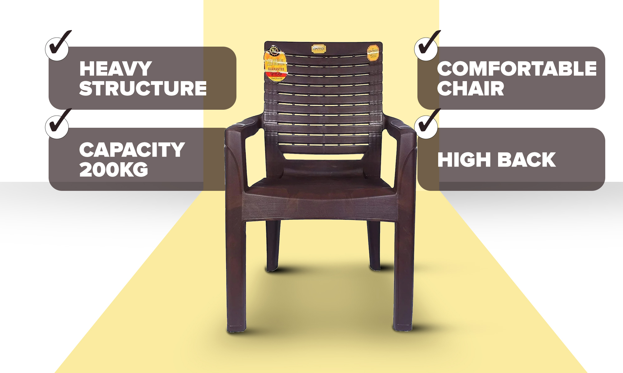 Buy Anmol Moulded Comfortable high Back Chair Heavy Structure Weight ...