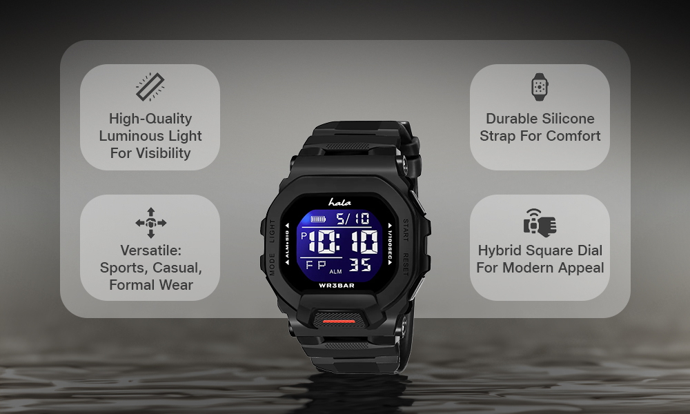 Buy hala HL-1035-Green Shockproof Silicone Strap Hybrid Square Dial ...