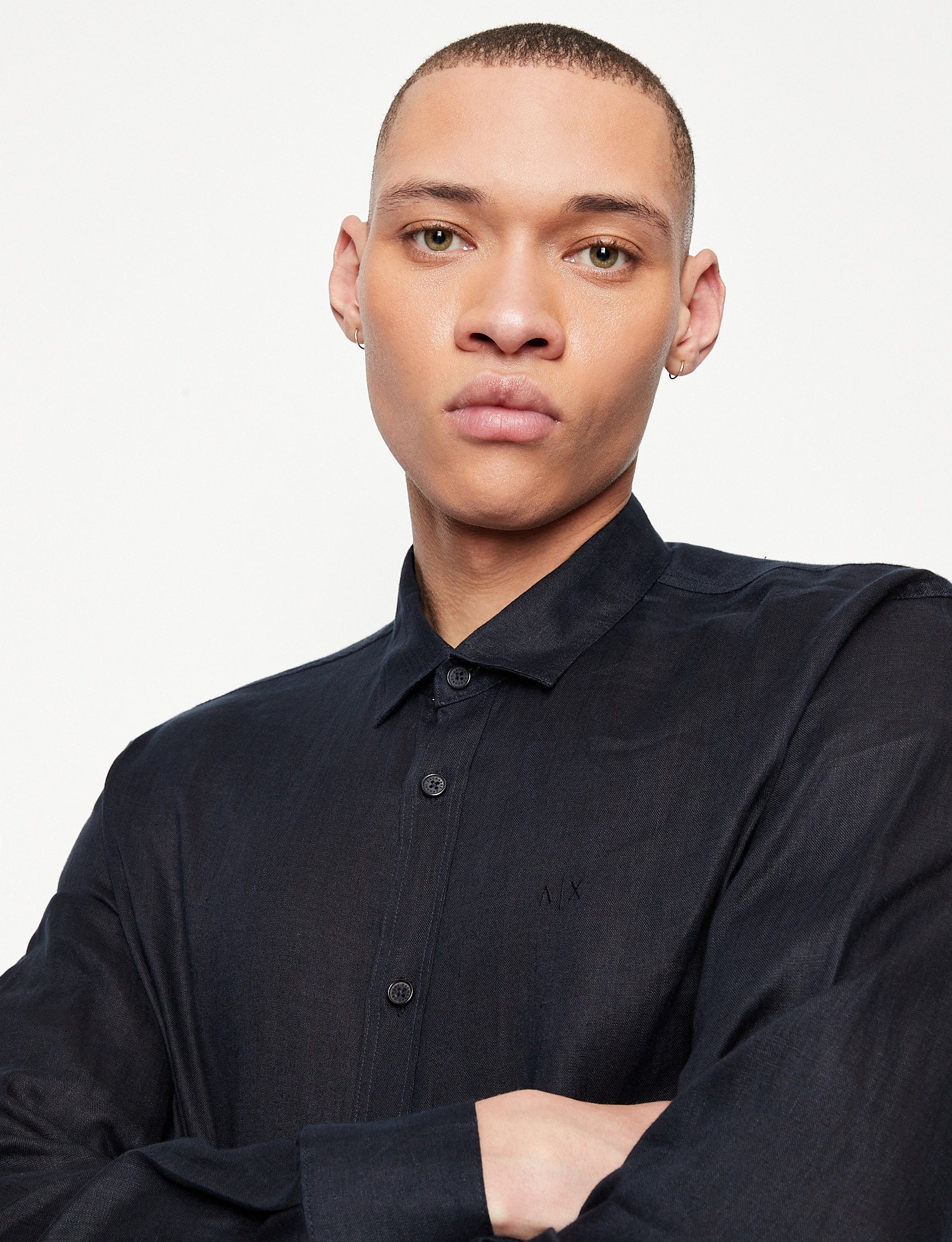 Regular Fit Linen Shirt With Logo