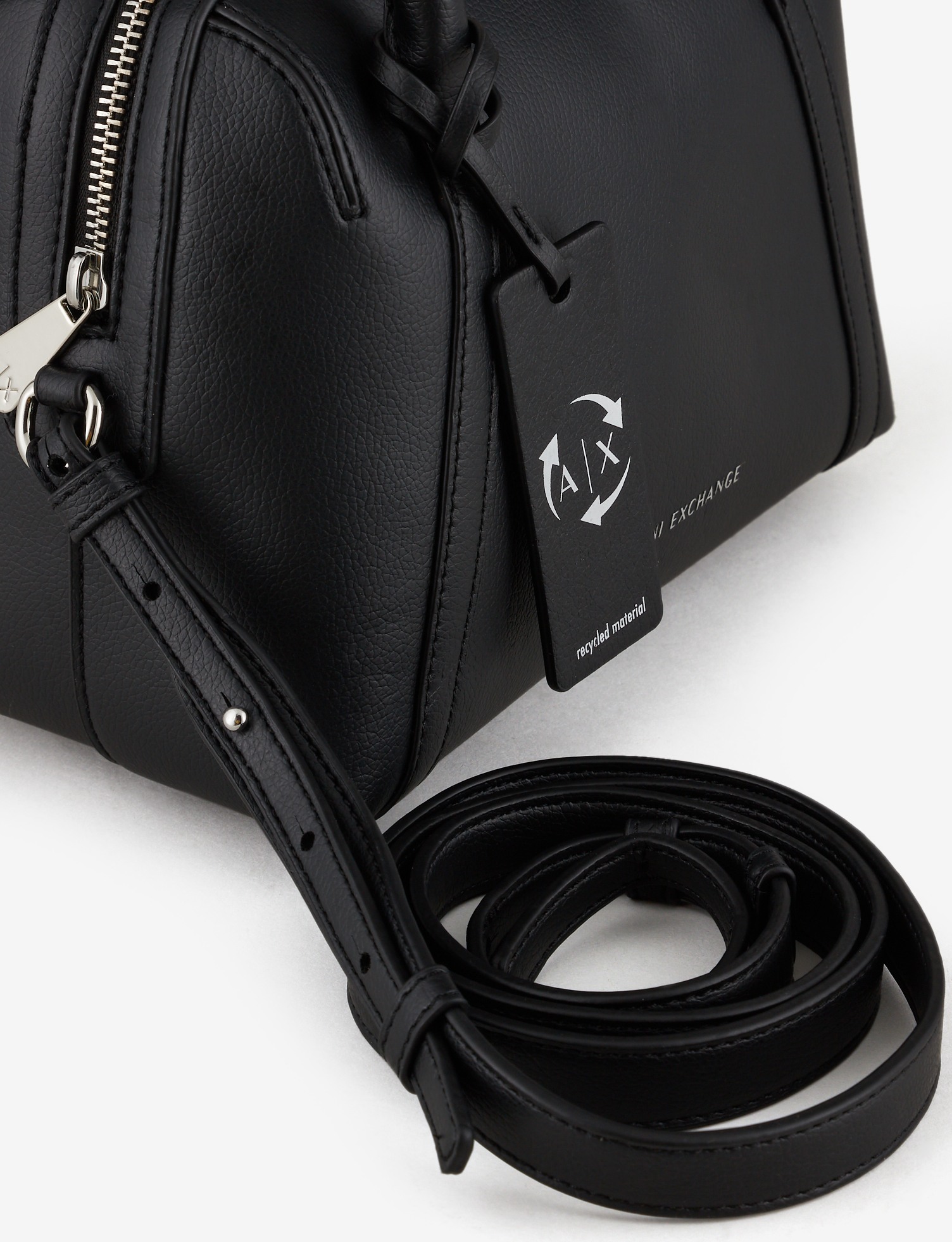 Solid Shoulder Bag with Top Handle & Detachable Strap