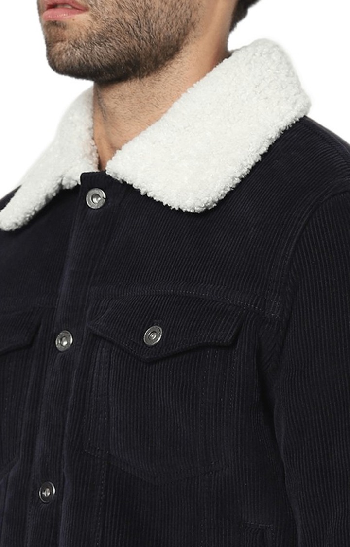 Men's Black Cotton Solid Western Jackets