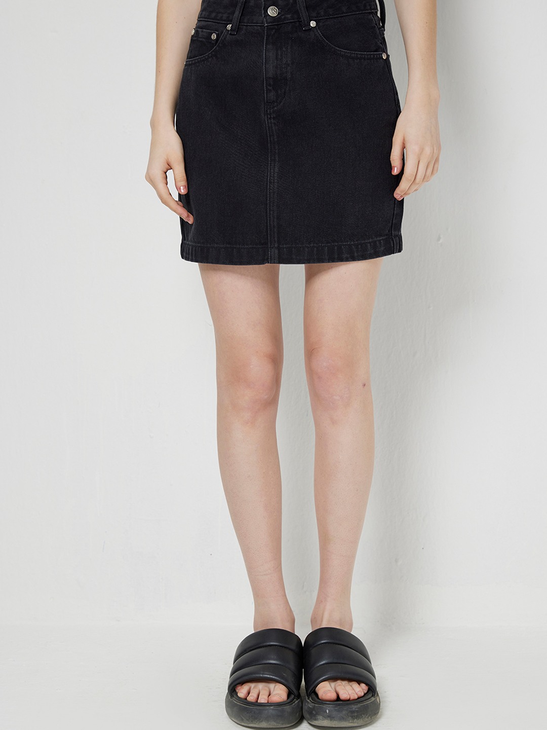 Black Denim Skort