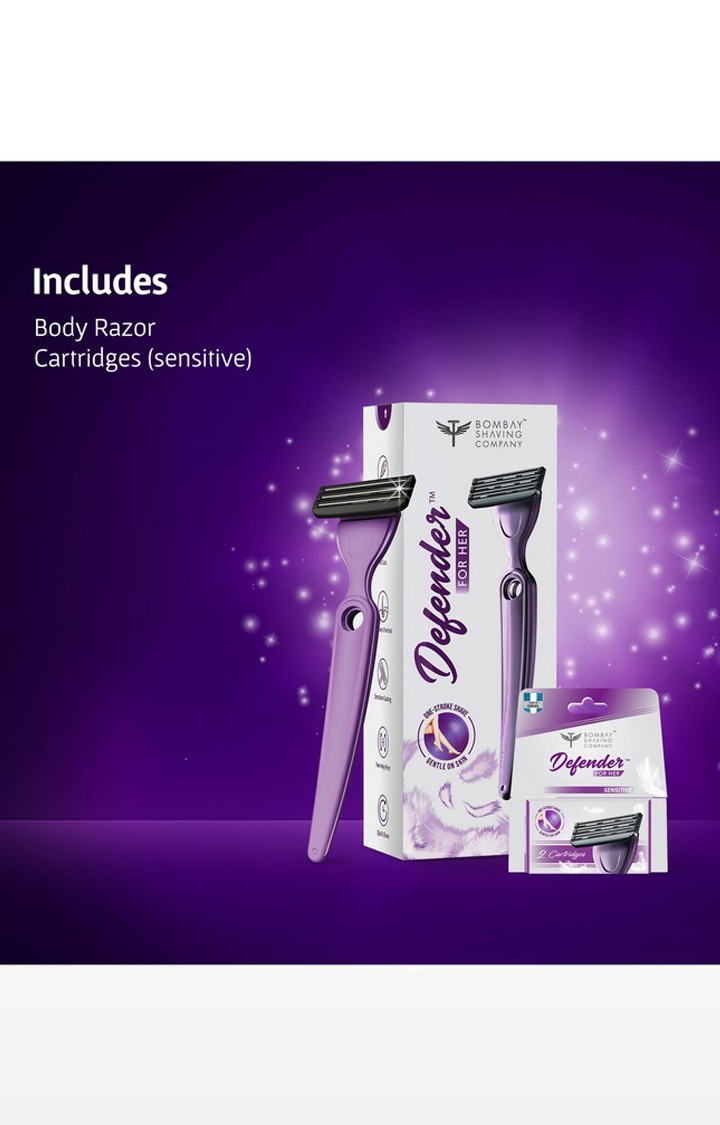 Defender For Her Women's Razor & Pack of 2 Sensitive Cartridges Combo