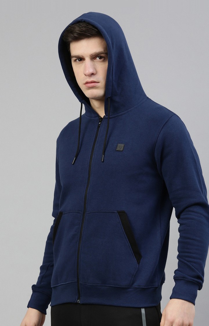 Men's Blue Cotton Hoodies