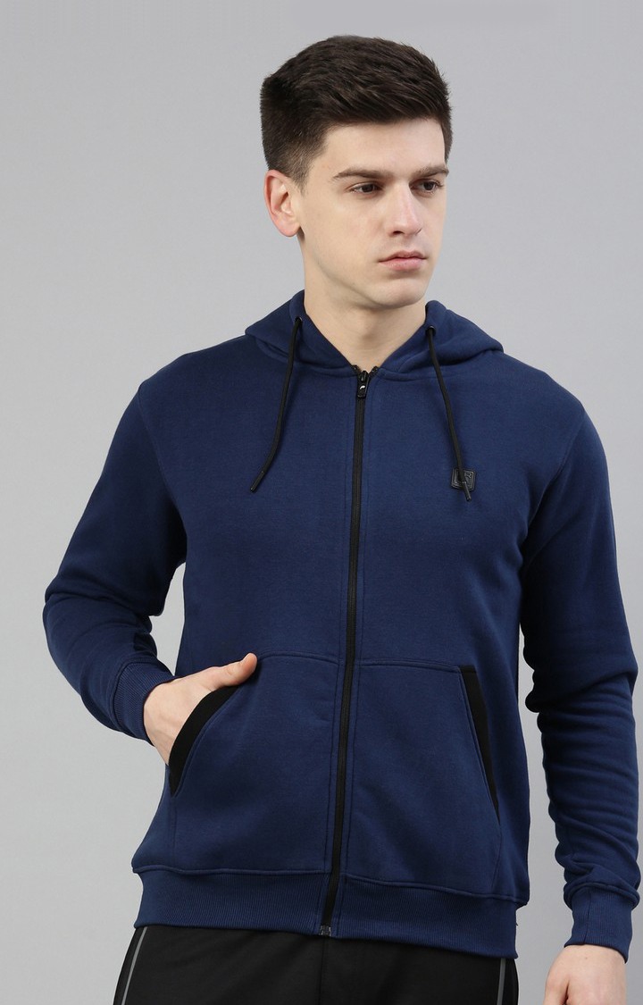 Men's Blue Cotton Hoodies