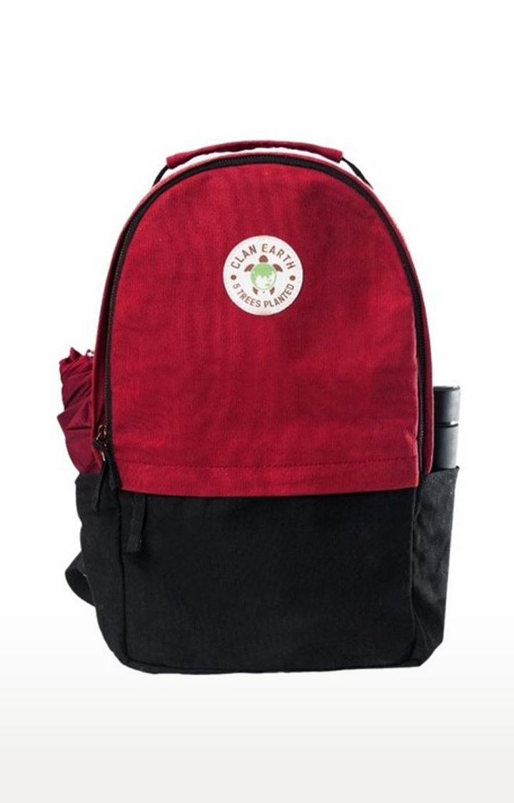 Unisex Cherry Red & Charcoal Black Sustainable Amur Backpack