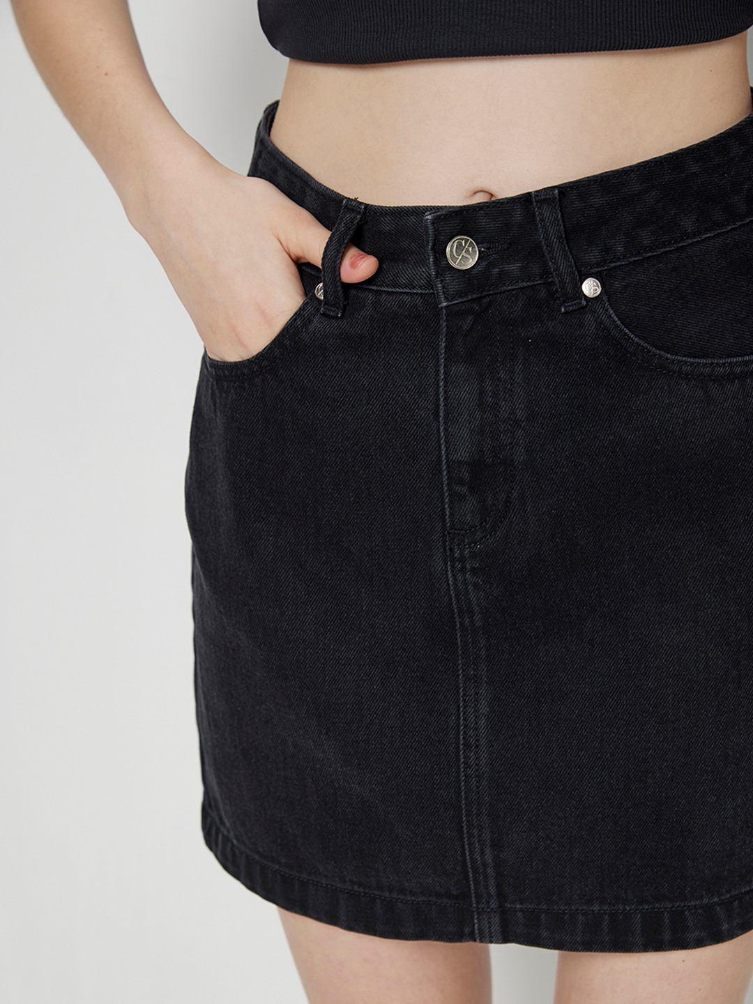 Black Denim Skort