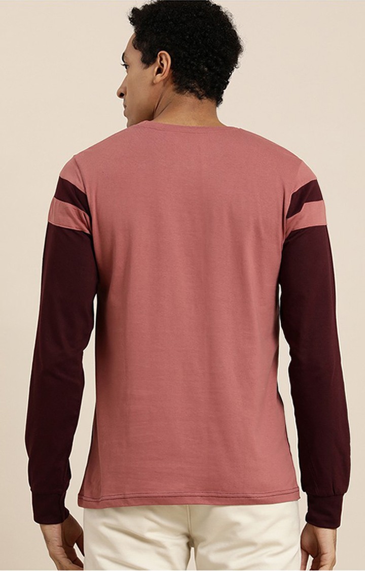 Men's Pink Cotton Colourblock Sweatshirt