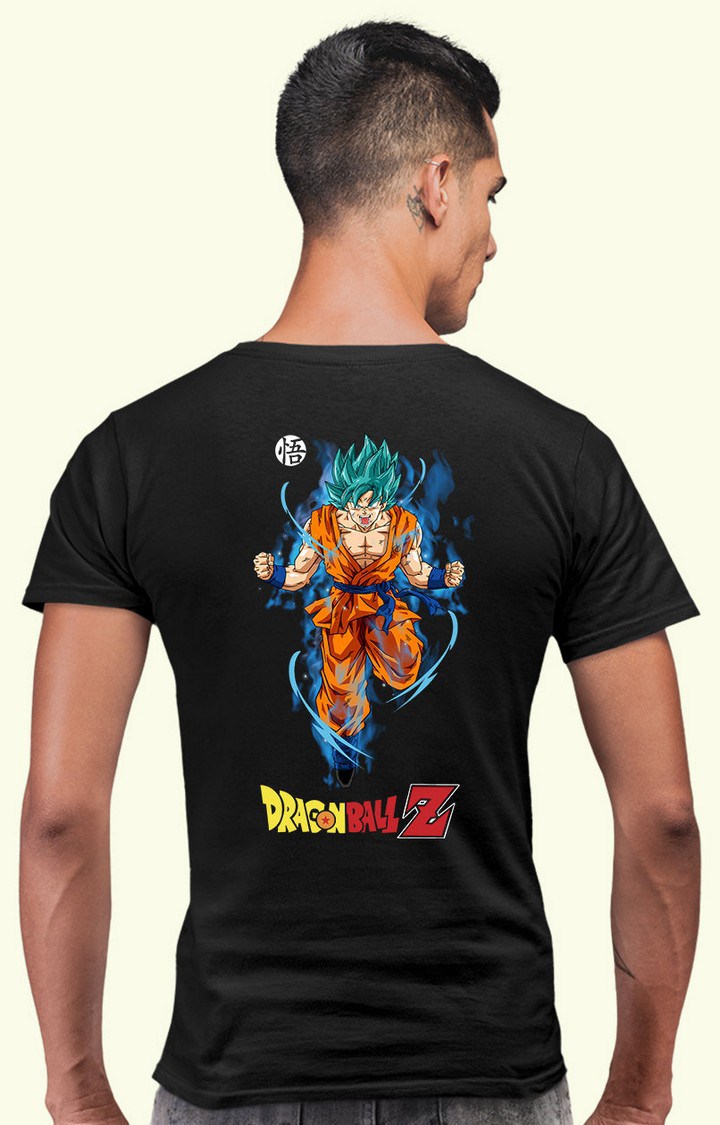 Men's Dragon Ball Z Black Cotton Blend Printed Regular T-Shirts