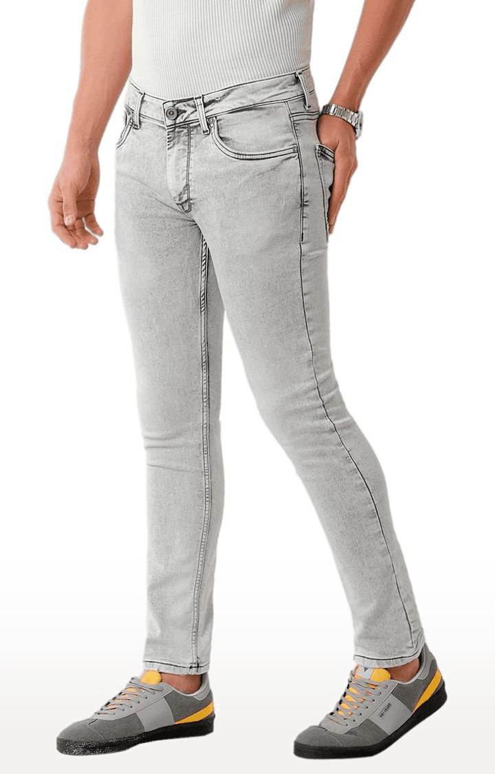 Men's Grey Blended Skinny Jeans