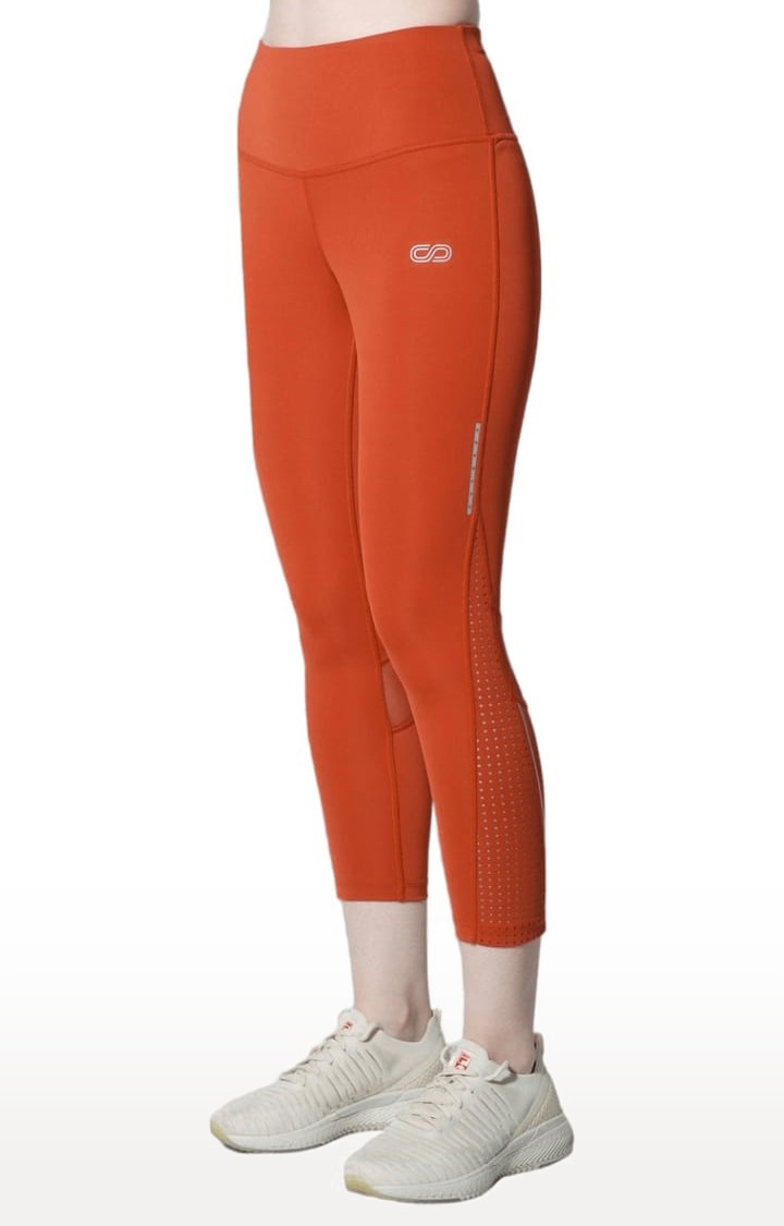 Women S Orange Polyester Activewear Legging