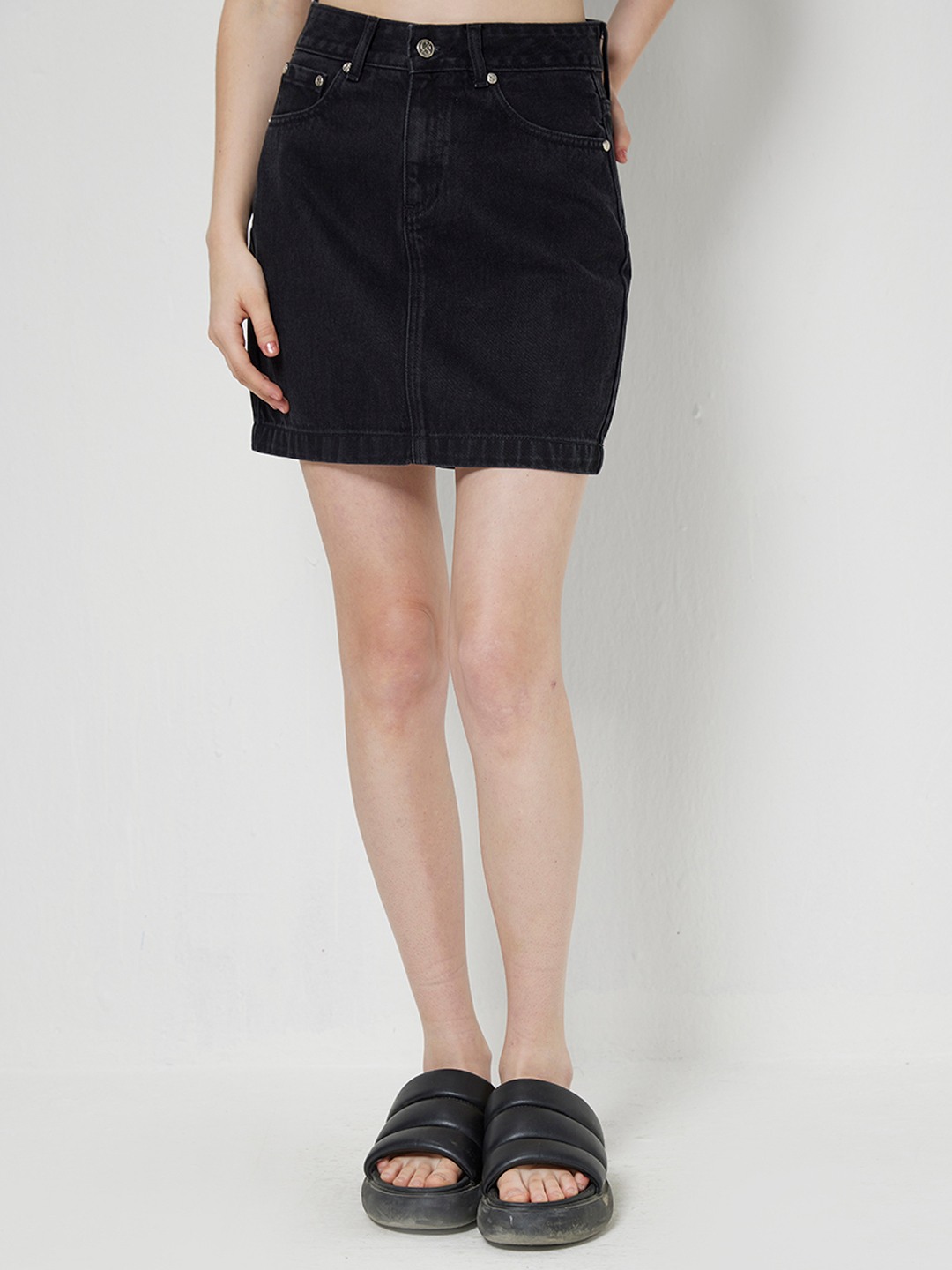 Black Denim Skort