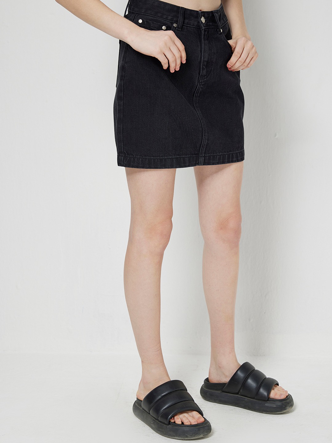Black Denim Skort