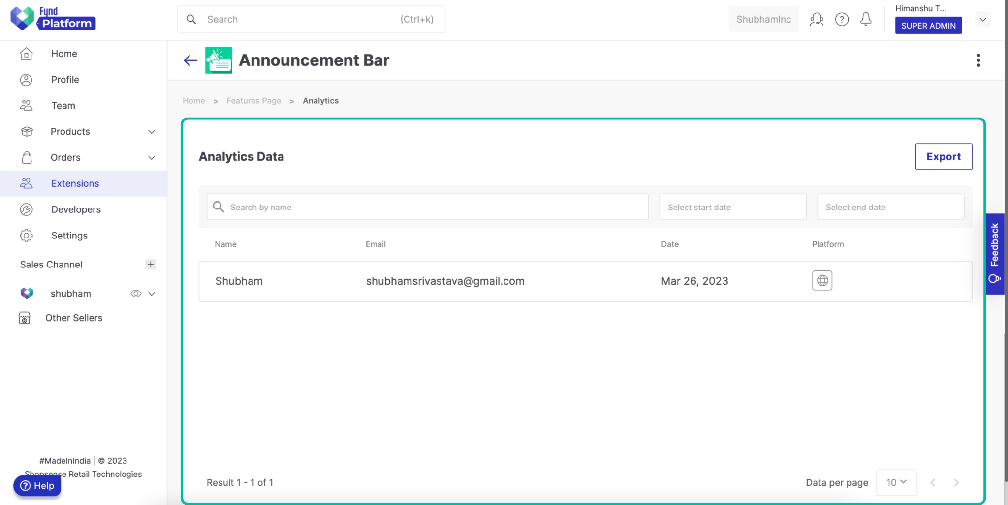 Using Announcement Bar Extension | Fynd Platform Help Center
