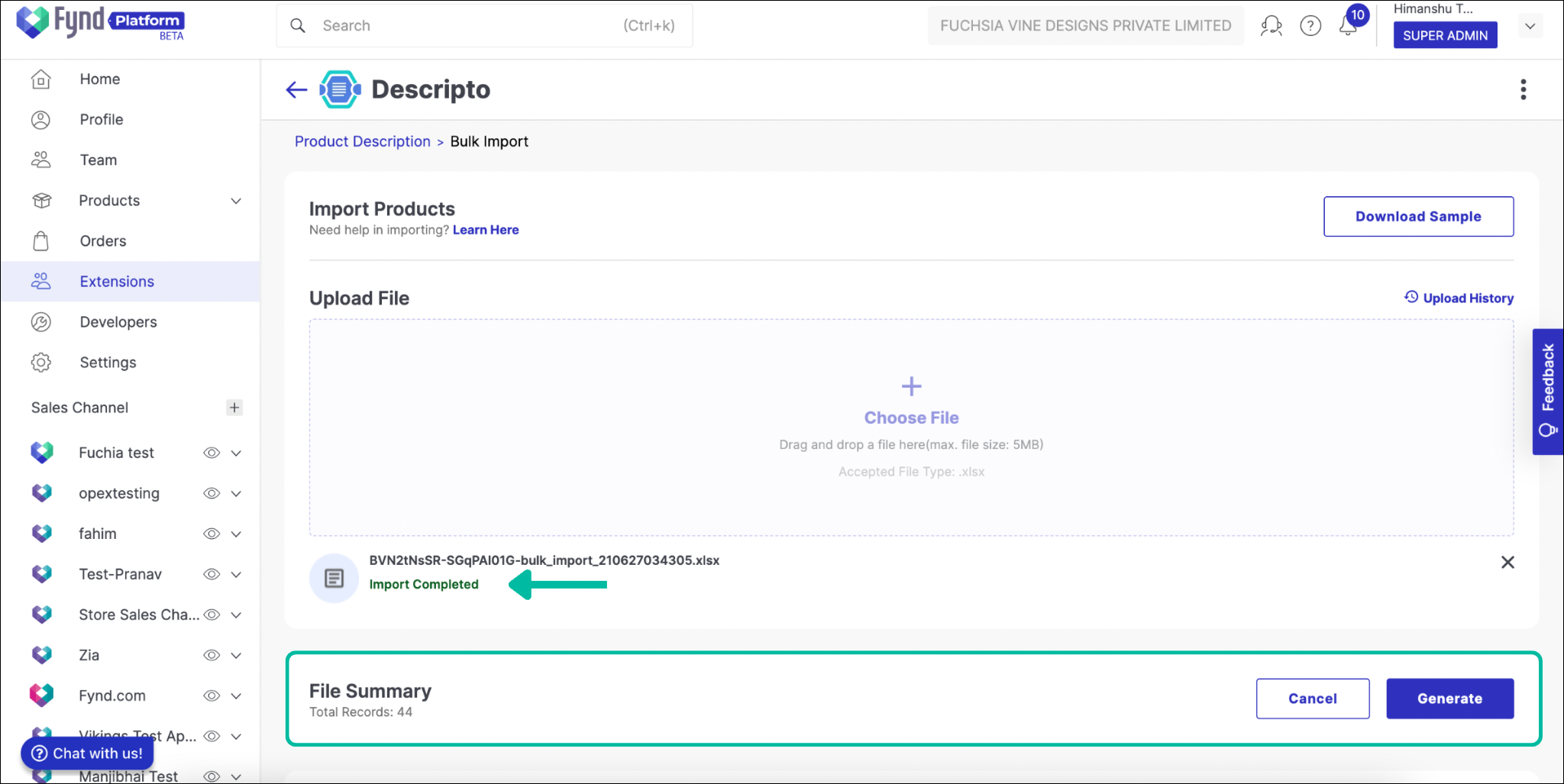 Using Descripto Extension | Fynd Platform Help Center
