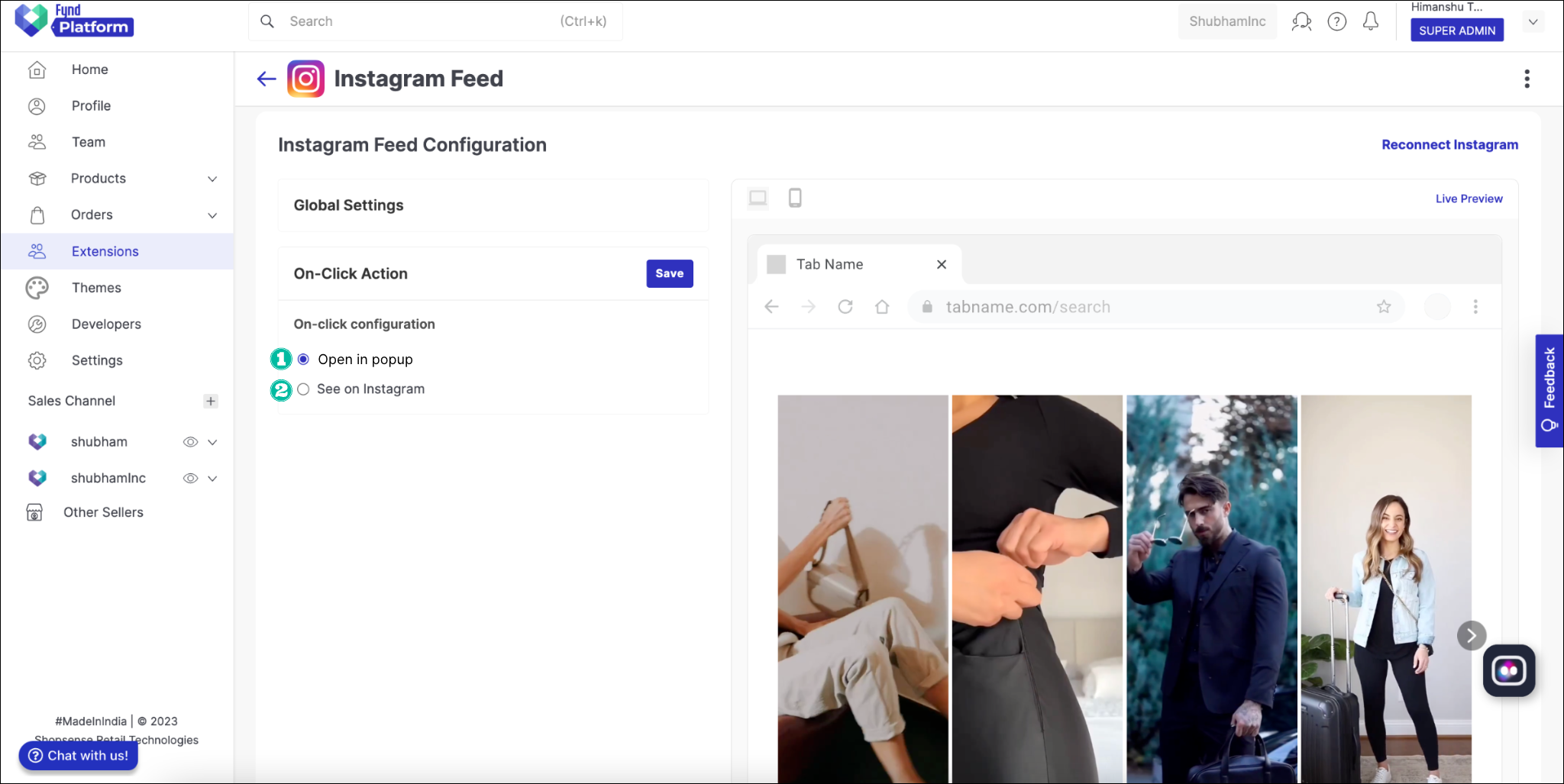 Using Instagram Feed Extension | Fynd Platform Help Center