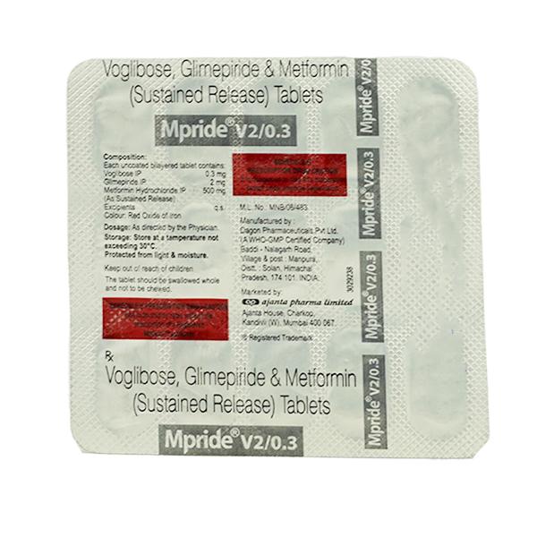 M PRIDE V 2/0.3/500 Tablet 15's (N) : Uses, Side Effects, Price | Netmeds