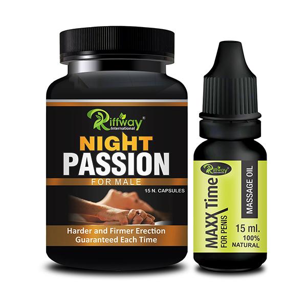 Riffway Night Passion Capsule 15's + Maxx Time Oil 15 ml