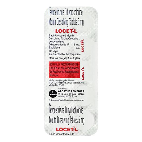 Buy LOCET L Tablet 10's Online at Upto 25% OFF | Netmeds