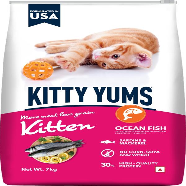 Kitty Yums Kitten(1-12 Months) Dry Cat Food, Ocean Fish 7000 gm