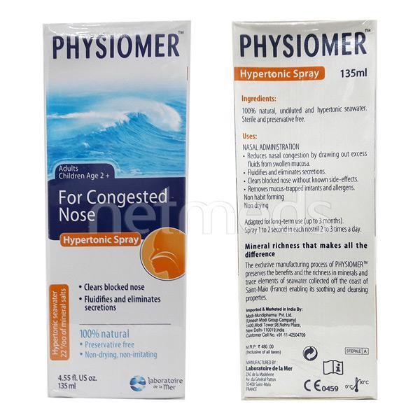 Physiomer Hypertonic Nasal Spray 135ml : Uses, Side Effects, Price ...