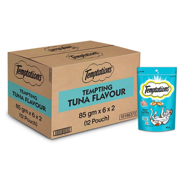 Temptations Treats for Cats - Tempting Tuna Flavour (Pack of 85 gm x 12 ...