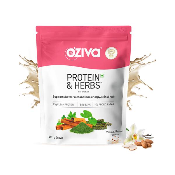Buy OZiva Protein and Herbs Powder for Weight Control - 2lbs- Vanilla ...