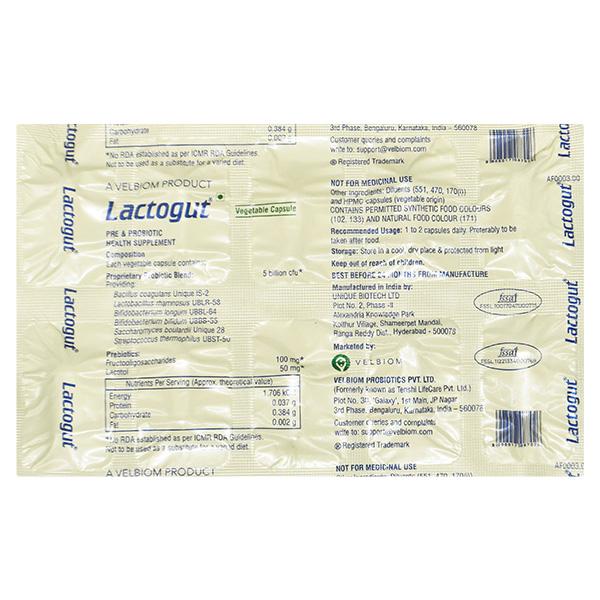Lactogut Capsule 10'S - Price, Uses, Side Effects | Netmeds