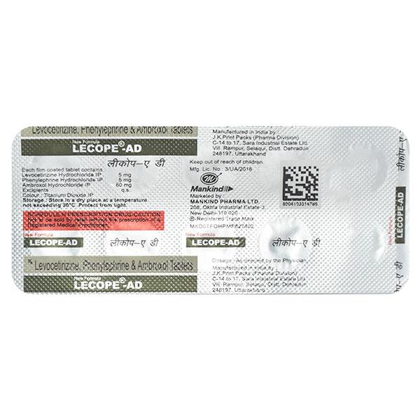 Lecope AD Tablet 10'S Price, Uses, Side effects, Substitutes | Netmeds