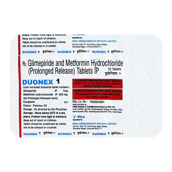 Duonex 1mg Tablet 10'S : Price, Uses, Side Effects | Netmeds