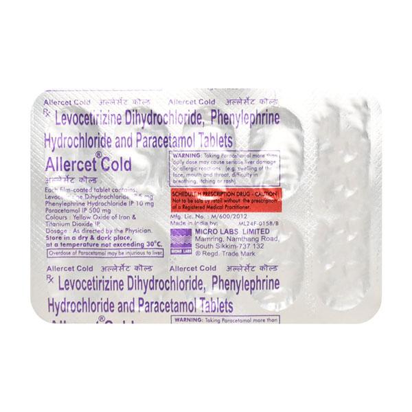 Buy Allercet Cold Tablet 10'S Online at Upto 25% OFF | Netmeds