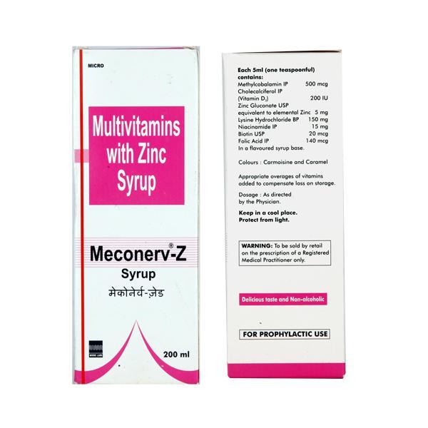 Meconerv Z Syrup 200ml - Price, Uses, Side Effects | Netmeds
