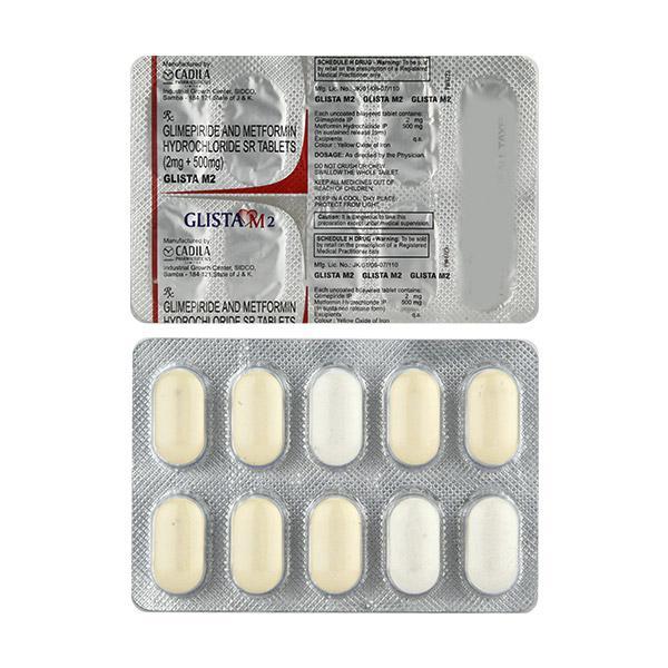 Glista M 2mg/500mg Tablet 10'S : Price, Uses, Side Effects | Netmeds