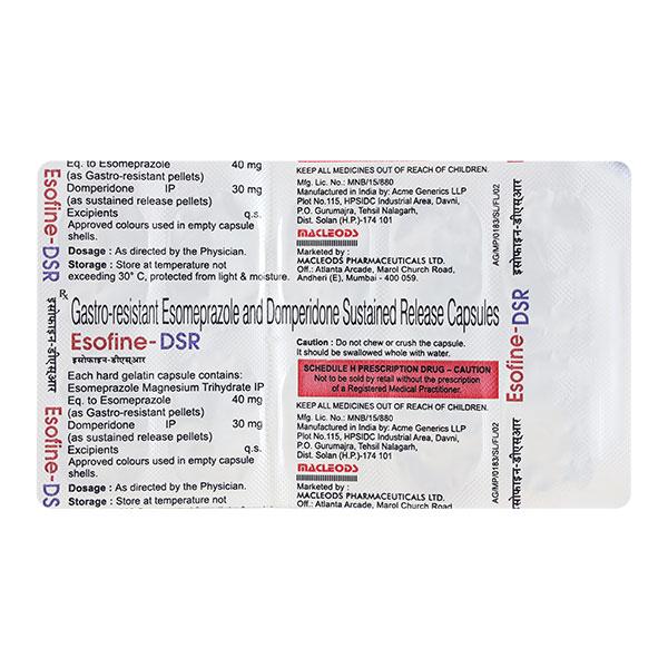 Buy Esofine DSR 30/40mg Capsule 10'S Online at Upto 25% OFF | Netmeds