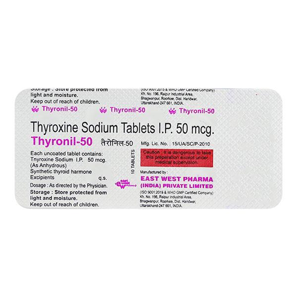 Buy Thyronil 50mcg Tablet 10'S Online at Upto 25% OFF | Netmeds