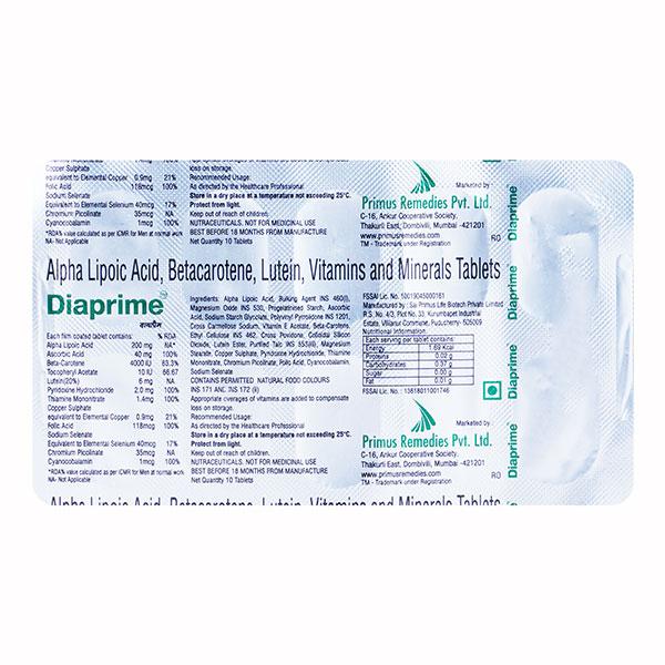 Buy Diaprime Tablet 10'S Online at Upto 25% OFF | Netmeds