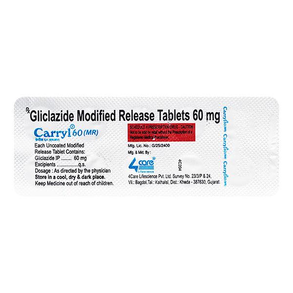 CARRYL MR 60mg Tablet 10's : Price, Uses, Side Effects | Netmeds