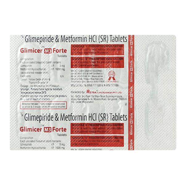 GLIMICER M3 FORTE Tablet 10's : Price, Uses, Side Effects | Netmeds