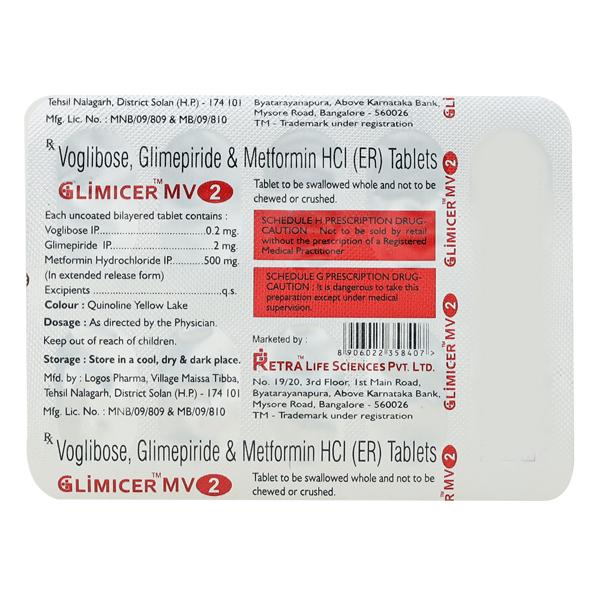GLIMICER MV2 Tablet 10's : Price, Uses, Side Effects | Netmeds