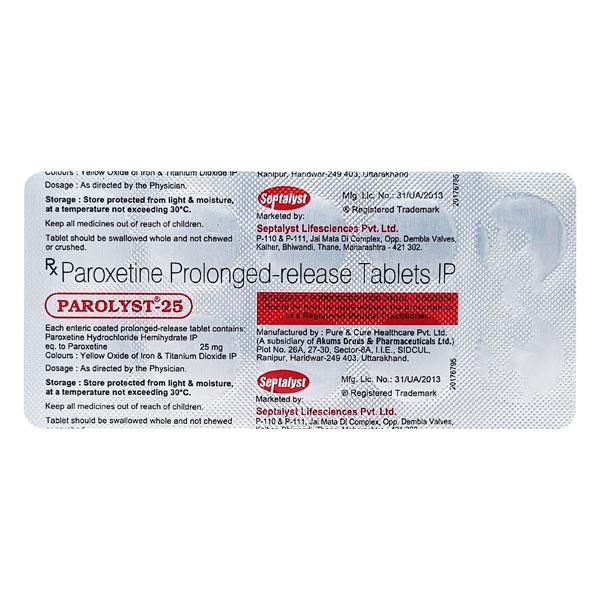 PAROLYST 25mg Tablet 10's : Price, Uses, Side Effects | Netmeds