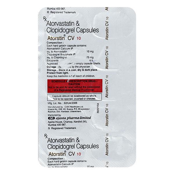 Buy ATORSTIN CV 10mg Capsule 10's Online at Upto 25% OFF | Netmeds
