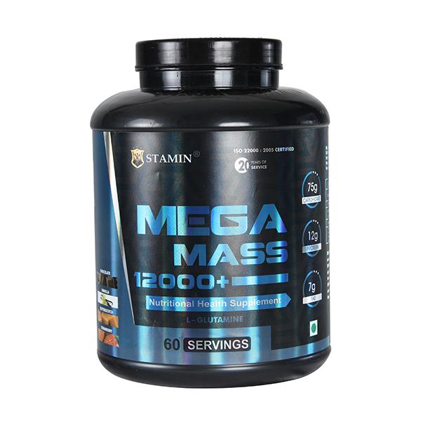 Stamin Mega Mass 12000 Supplement Powder - Chocolate Flavour 3 kg ...