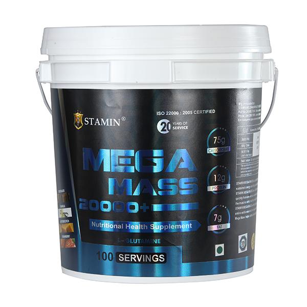 Stamin Mega Mass 20000 Supplement Powder - Chocolate Flavour 5 kg ...